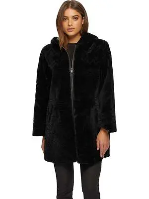 Gorski Reversible Genuine Shearling Parka - Black