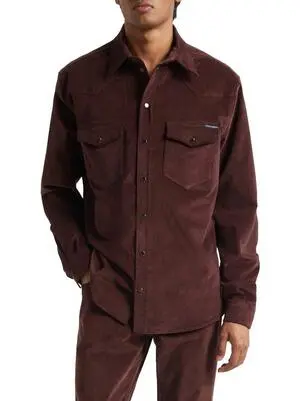 Dolce & Gabbana Fine Wale Corduroy Western Shirt - R5515 Marrone 10