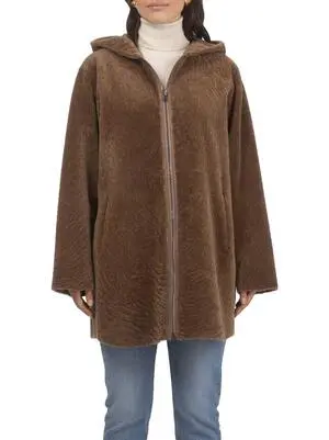 Gorski Reversible Textured Genuine Shearling Parka - Camel/camel