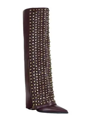 AZALEA WANG Agustue Knee High Boots - Burgundy