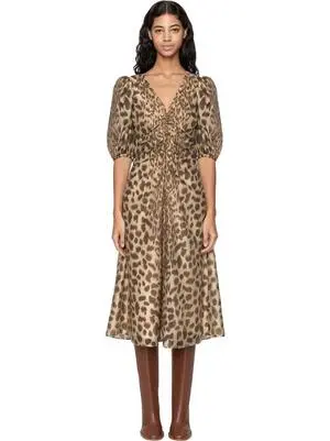 Sea Claude Leopard Print Midi Dress - White