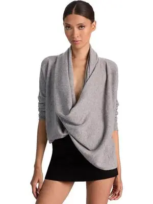Alice + Olivia Jules Cashmere Draped Pullover - Gray