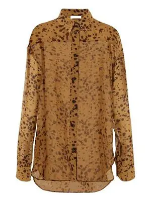 FERRAGAMO Georgette Shirt With Orchid Print - Red