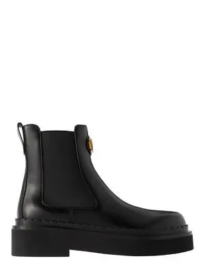 Valentino Garavani Beatle Vlogo Leather Ankle Boots - Black