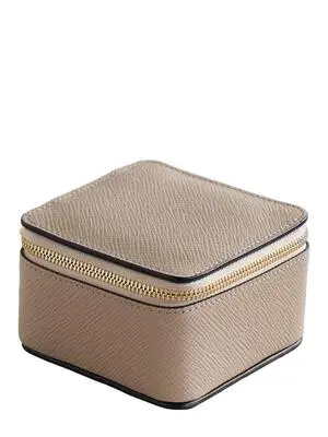 Smythson Panama Textured-Leather Trinket Case Beige