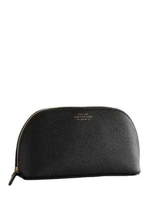 Smythson Panama Textured-leather Cosmetics Case - Black