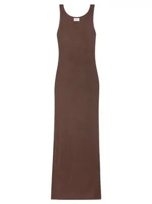 Saint Laurent Ribbed-knit Midi Dress - Brown