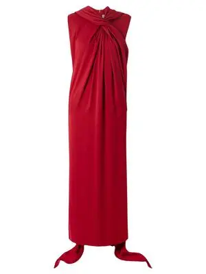 LANVIN Draped Crepe De Chine Maxi Dress - Red