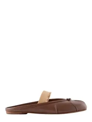 MAISON MARGIELA Tabi Frayed Split-toe Leather Ballet Flats - Brown