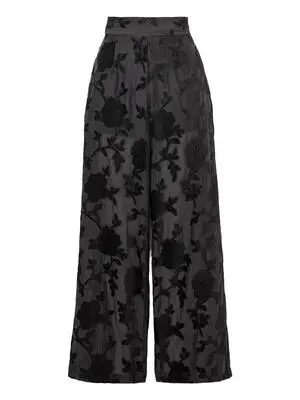Loretta Caponi Cipro Devoré-velvet Straight-leg Pants - Black