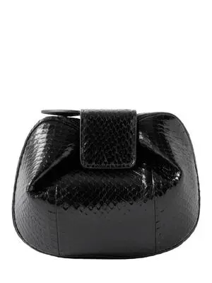 Gabriela Hearst Soft Demi Snake-effect Leather Clutch - Black