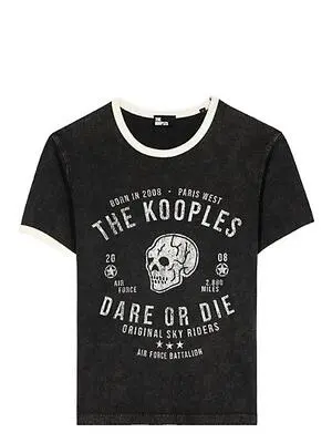 The Kooples Brand-print Cotton T-shirt - Black Washed