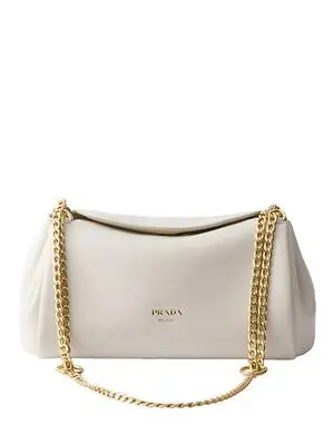 Prada Leather Shoulder Bag With Chain Strap - White