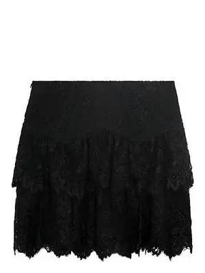 The Kooples Tiered Scalloped-trim Lace Mini Skirt - Black