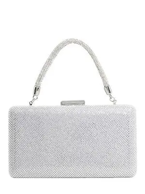 DUNE Metallic Woven Clutch Bag - Silver Diamantes
