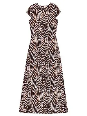 RO&ZO Zebra-print Cap-sleeve Jersey Maxi Dress - Neutral