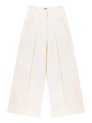RO&ZO Pleated Wide-leg Woven Trousers - Cream