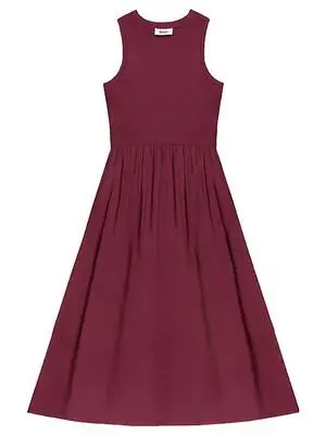 RO&ZO Mixed Media Sleeveless Woven Midi Dress - Plum
