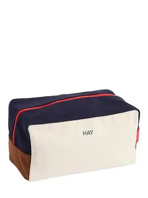 HAY Branded Colour-Block Cotton Wash Bag Cream Multi