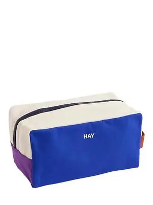 HAY Branded Colour-Block Cotton Wash Bag Electric Blue Multi
