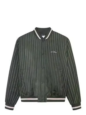 LES DEUX Pinstripe Bomber Jacket - Green