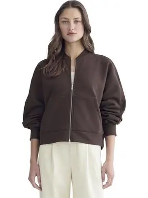 Everlane Luxe Fleece Bomber Jacket Dark Chocolate