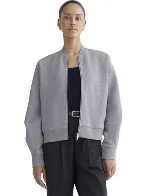Everlane Luxe Fleece Bomber Jacket - Vintage Heather Grey
