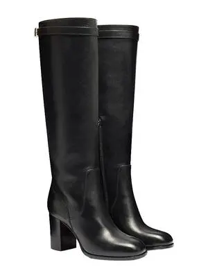 Santoni Leather High-heel Boot - Black