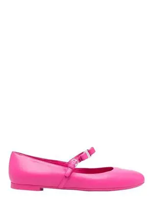 FERRAGAMO Bow Detail Leather Ballerina - Pink