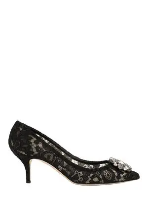 Dolce & Gabbana Bellucci Lace Pumps With Brooch - Black