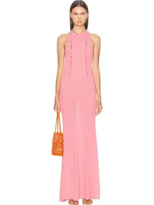 Christopher Esber Beach Quartz Halter Dress - Cerise Pink