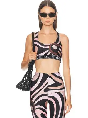 Emilio Pucci Sports Bra In Pink,black - Nero & Nude