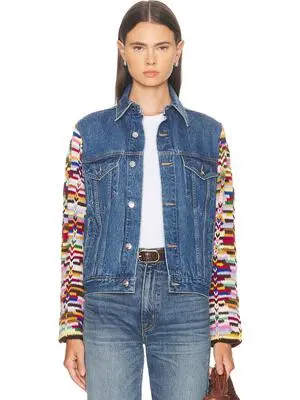 Monse Crochet Sleeves Denim Jacket - Indigo