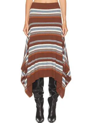 Monse Striped Jacquard Cascade Midi Skirt - Brown Multi