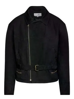MAISON MARGIELA Belted Asymmetrical Zip Jacket - Black