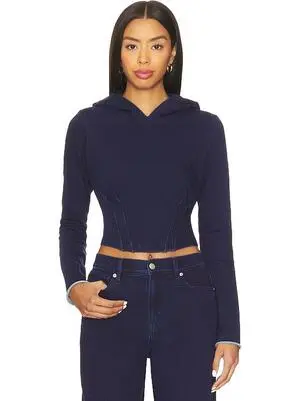 Good American Jeanius Corset Hoodie - Indigo1029