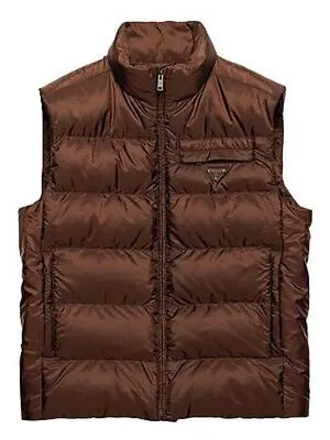 Prada Re-nylon Quilted Woven Gilet - Brown