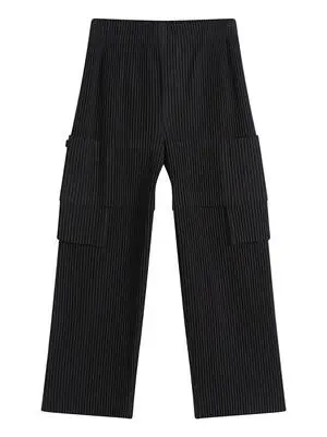 Issey Miyake Homme Plissé Pleated Cargo Trousers - Coke Gray