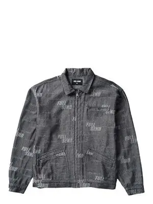 FULL SEND All Over Print Denim Work Jacket - Black