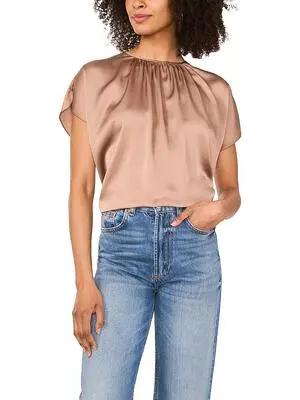Vince Camuto Gathered Neck Top - Rich Taupe