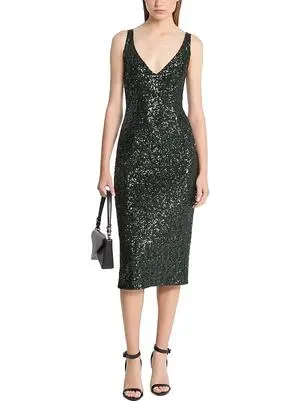 Michael Kors Portrait Sequin Sheath Dress - Bottle
