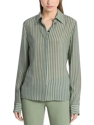 Michael Kors Striped Hansen Silk Shirt - Celadon Multi