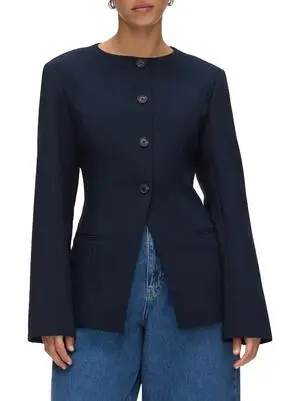 ALIGNE Daphne Collarless Jacket - Navy