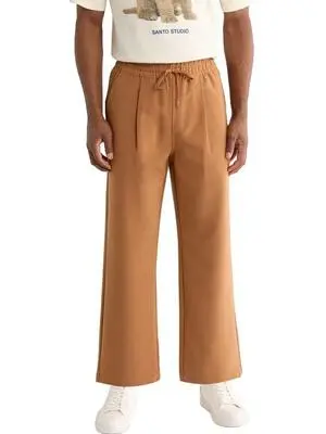 SANTO STUDIO Veloce Cotton Neoprene Track Pants - Tan