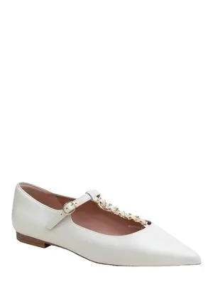 Linea Paolo Corinne Pointed-Toe T-Strap Flats Ivory