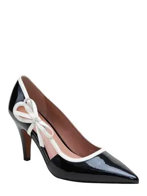 Linea Paolo Pointe Bow Pointed Toe Pump - Black/ivory