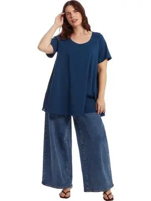 JUNE + VIE Short-sleeve Tunic - Titan Blue