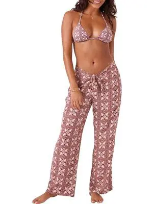 Roxy Batik Bloom Print Cover-up Pants - Port
