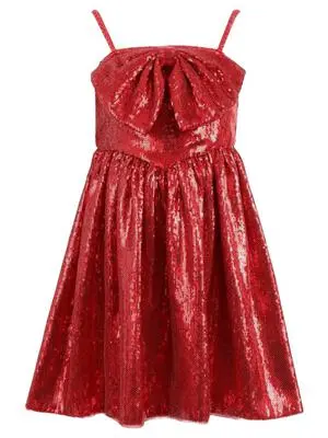 LOLA + THE BOYS Sequin Dress With Bow Detail - Pink