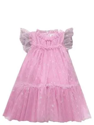 LOLA + THE BOYS Shimmer Stars Tulle Dress - Pink